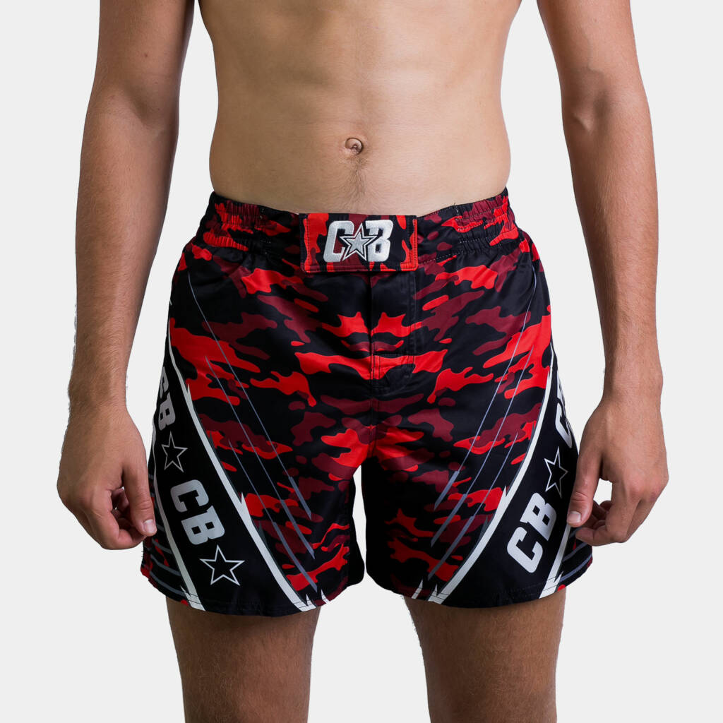Guerilla MMA Fight Shorts - Red - Low Cut - Chute Boxe Store